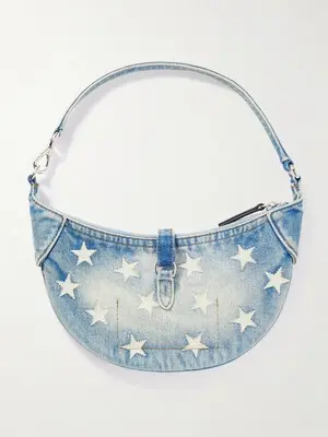 Polo Ralph Lauren Polo Id Embroidered Denim Shoulder Bag - Blue
