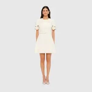LEO LIN Aurelie Appliqué Short Sleeve Mini Dress