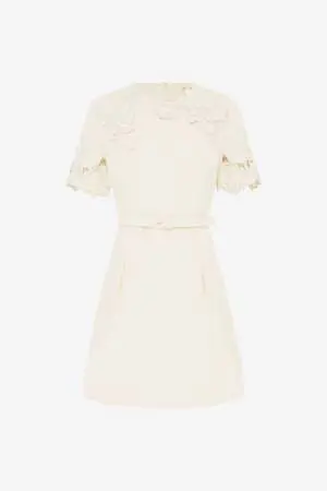 LEO LIN Aurelie Appliqué Short Sleeve Mini Dress