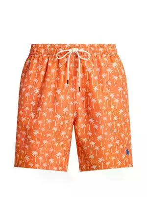 Polo Ralph Lauren Palm-pattern Embroidered Swim Shorts - Orange