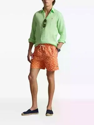 Polo Ralph Lauren Palm-pattern Embroidered Swim Shorts - Orange