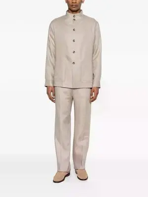 Tagliatore Straight-leg Linen Trousers - Neutrals