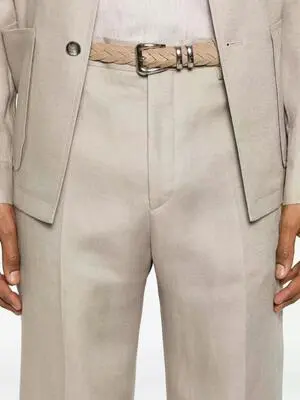 Tagliatore Straight-leg Linen Trousers - Neutrals