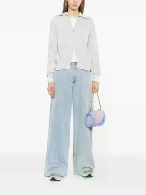 AGNES B. Openwork Zip Cardigan