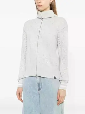 AGNES B. Openwork Zip Cardigan