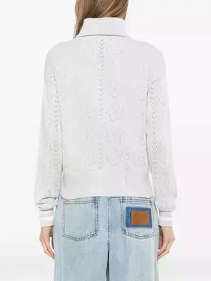 AGNES B. Openwork Zip Cardigan