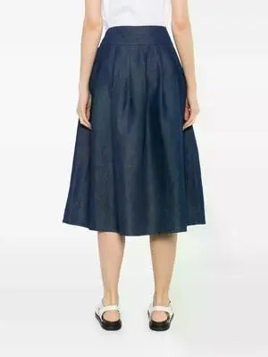 AGNES B. Denim Pleated A-line Skirt