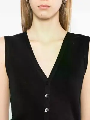 AGNES B. V-neck Buttoned Knitwear - Black