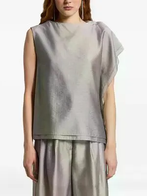 Peserico Sleeveless Ruffled Top - Grey