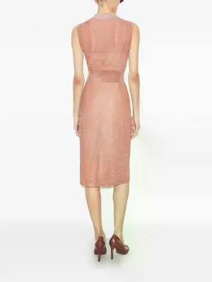 Tory Burch Polo Metallic Mesh Midi Dress - Pink