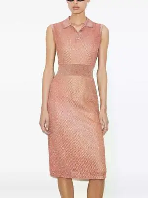 Tory Burch Polo Metallic Mesh Midi Dress - Pink