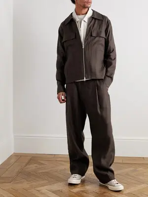 Nn07 Kay 1808 Straight-leg Trousers In Lenzing™ Ecovero™ And Linen Blend - Brown