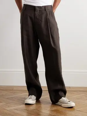 Nn07 Kay 1808 Straight-leg Trousers In Lenzing™ Ecovero™ And Linen Blend - Brown