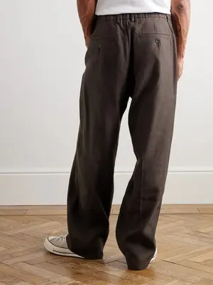 Nn07 Kay 1808 Straight-leg Trousers In Lenzing™ Ecovero™ And Linen Blend - Brown
