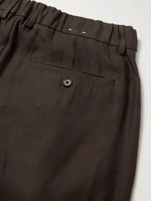 Nn07 Kay 1808 Straight-leg Trousers In Lenzing™ Ecovero™ And Linen Blend - Brown