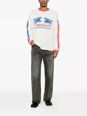 REPRESENT Graphic-print Long-sleeved T-shirt - Neutrals