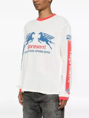 REPRESENT Graphic-print Long-sleeved T-shirt - Neutrals