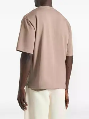 Manière De Voir Maniere De Voir Taupe Cotton T-shirt With Embroidered Eiffel Tower And Floral Motifs - Neutrals