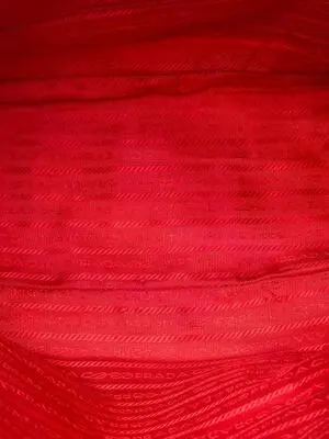Prada Saffiano Trimmed Tessuto Zip Top Convertible Tote Satchel - Red