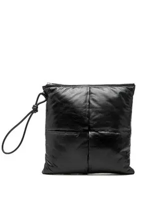 Bottega Veneta Leather Intrecciato Padded Square Pouch - Black