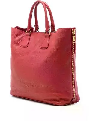 Prada Vitello Daino Side Zip Shopper Tote - Red