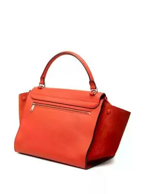 Celine 2013 Medium Drummed Calfskin And Suede Trapeze Satchel - Orange