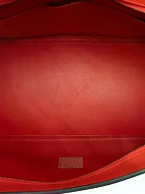 Celine 2013 Medium Drummed Calfskin And Suede Trapeze Satchel - Orange