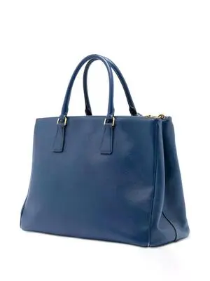 Prada Large Saffiano Lux Galleria Double Zip Tote Satchel - Blue
