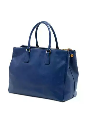 Prada Large Saffiano Lux Galleria Double Zip Tote Satchel - Blue