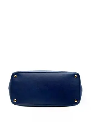 Prada Large Saffiano Lux Galleria Double Zip Tote Satchel - Blue