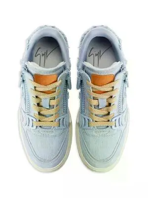 GIUSEPPE ZANOTTI Frayed Zip Low-top Sneakers - Blue