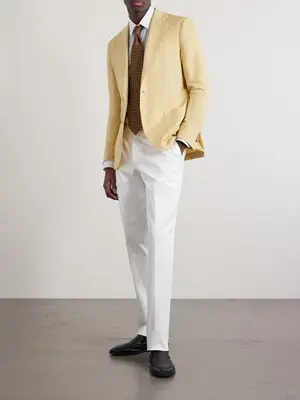 DE PETRILLO Straight-leg Cotton-blend Twill Trousers