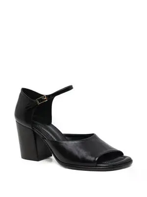 LEMAIRE Square-toe Heeled Leather Sandals With Buckle Fastening Ankle Strap