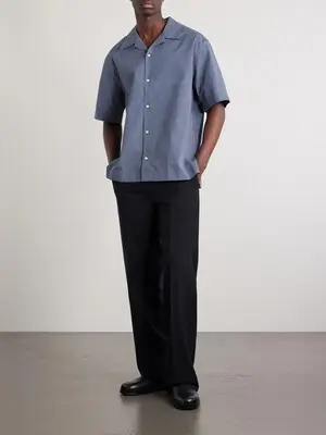 Givenchy Logo-embroidered Checked Cotton Bowling Shirt - Blue