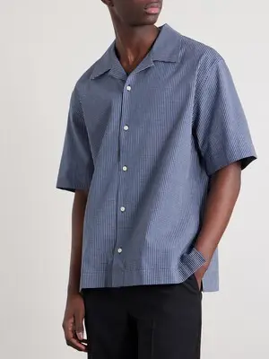 Givenchy Logo-embroidered Checked Cotton Bowling Shirt - Blue