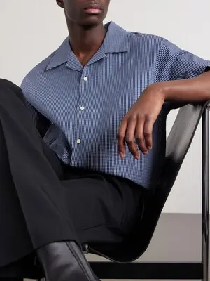 Givenchy Logo-embroidered Checked Cotton Bowling Shirt - Blue