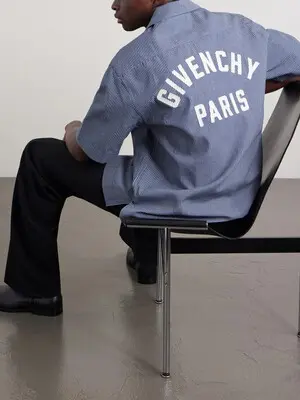 Givenchy Logo-embroidered Checked Cotton Bowling Shirt - Blue