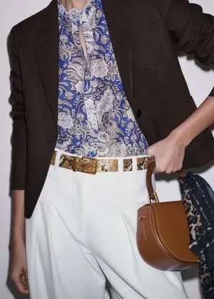 ME+EM Botanical Print Ruffle Blouse - Blue Multi