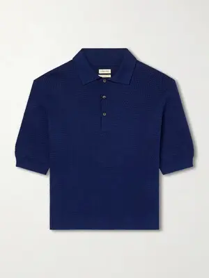 De Bonne Facture Honeycomb-knit Cotton Polo Shirt