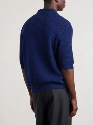 De Bonne Facture Honeycomb-knit Cotton Polo Shirt