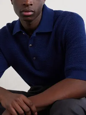 De Bonne Facture Honeycomb-knit Cotton Polo Shirt