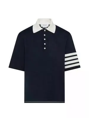 Thom Browne Crest Intarsia Jacquard 4-bar Rugby Fit Polo - Blue