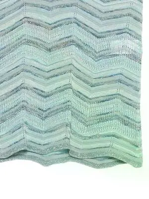 D.exterior V-neck Zig-zag Top - Blue