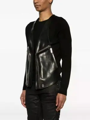 Rick Owens Temple Bauhaus Leather Waistcoat - Black