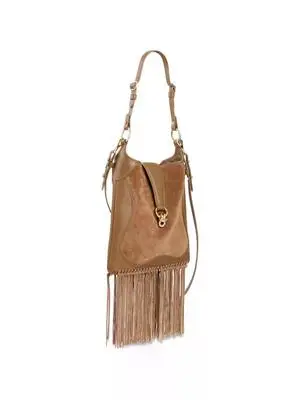 Sandro Leather And Suede Fringed Crossbody Bag - Brown