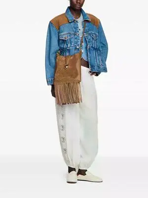 Sandro Leather And Suede Fringed Crossbody Bag - Brown