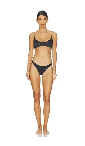 SKIMS Everyday Cotton Thong In Black - Onyx