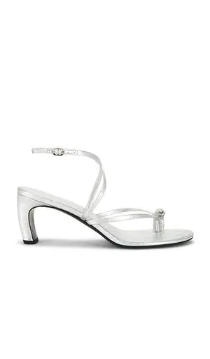 Tory Burch Metallic Pierced Strappy Heel Sandal - Silver
