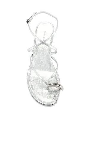 Tory Burch Metallic Pierced Strappy Heel Sandal - Silver
