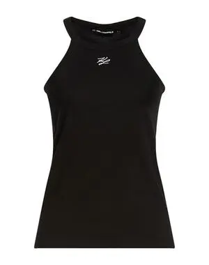 Karl Lagerfeld Tank Top With Embroidered Logo - Black